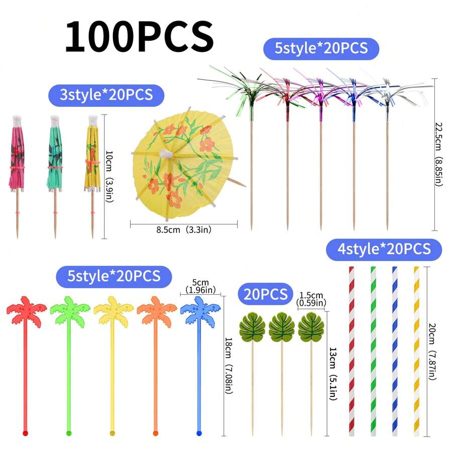 100/140PCS Cocktail Party Decorations, Paper Umbrella Sticks For ...