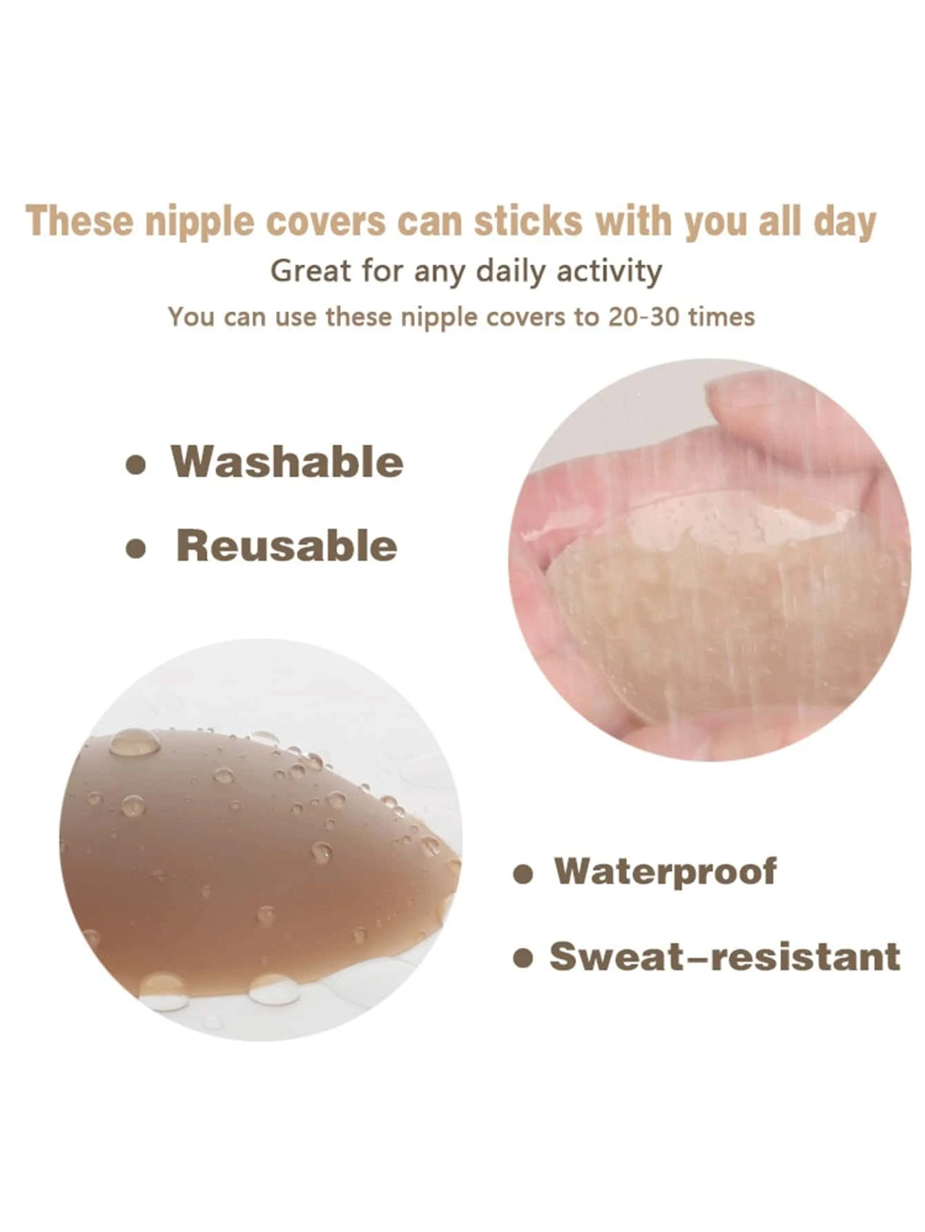 1 Pair Seamless And Transparent Sticky Silicone Pasties, Reusable For ...