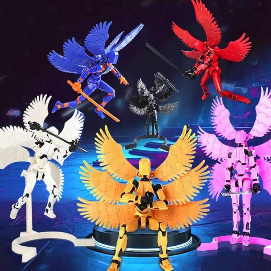 1 Set Super Posable Robot Action Figure Doll With Multi Jointed Movable Limbs And Wings Able To