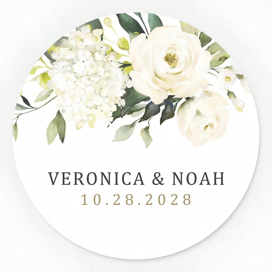 Floral Wedding Name Stickers - Customizable And Personalized Labels For ...