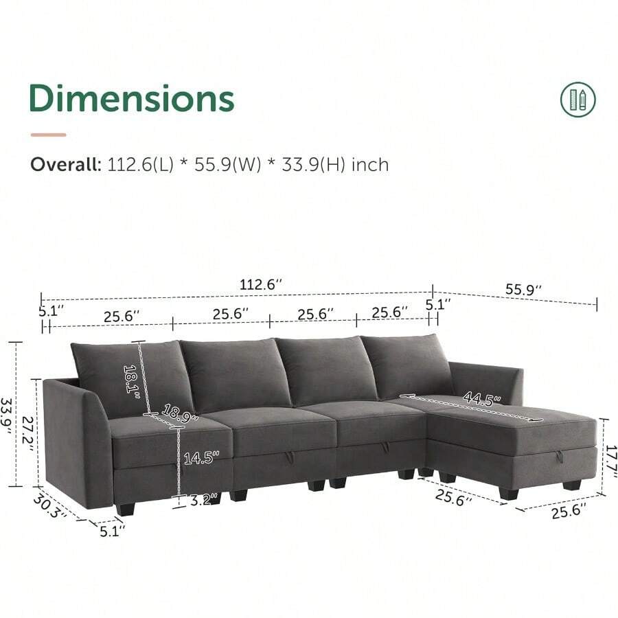 Modular Sectional Sofa Convertible Couch With Reversible Chaise Velvet ...