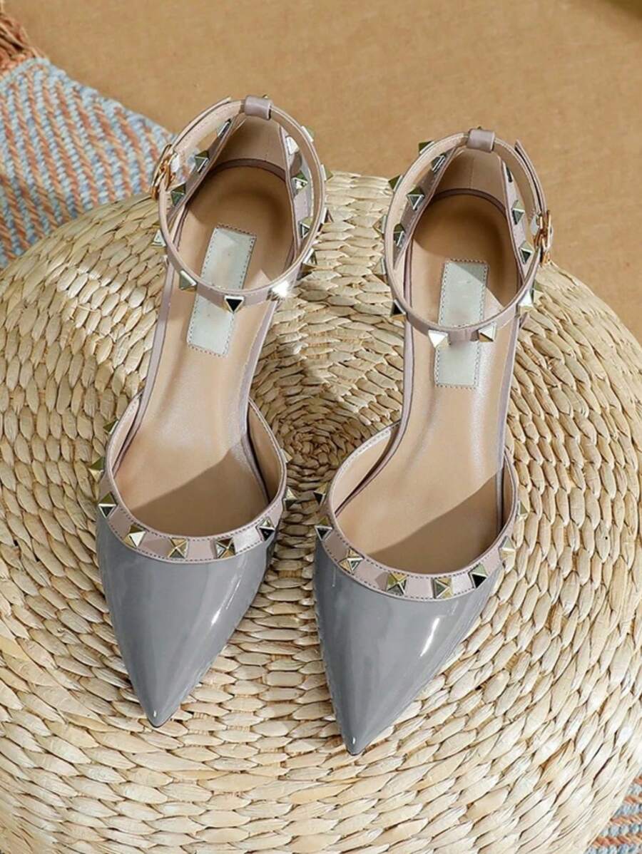 Rivet High Heels Women Thin Heel 2024 New Slay Style Pointed Toe Ankle ...