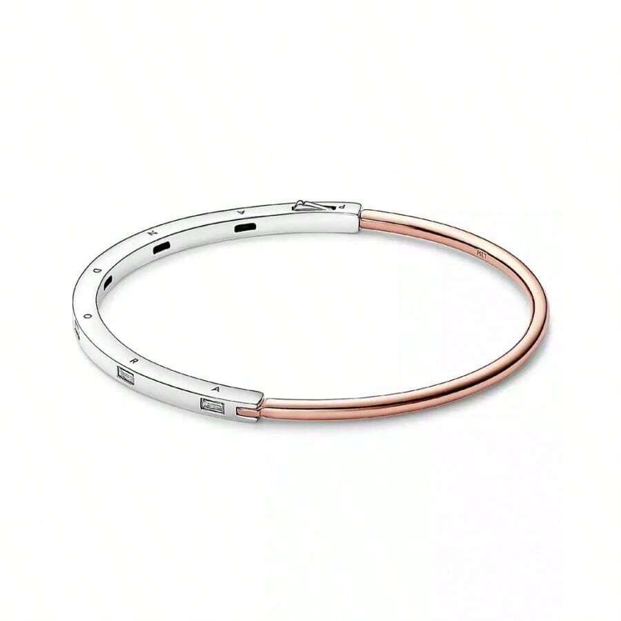 Pandora Signature 14K Rose Gold-Plated And Sterling Silver Two-Tone I-D ...