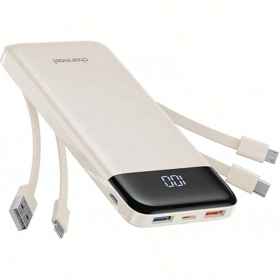 Charmast Portable With Built In Cables, Power Bank With Cords Wires ...