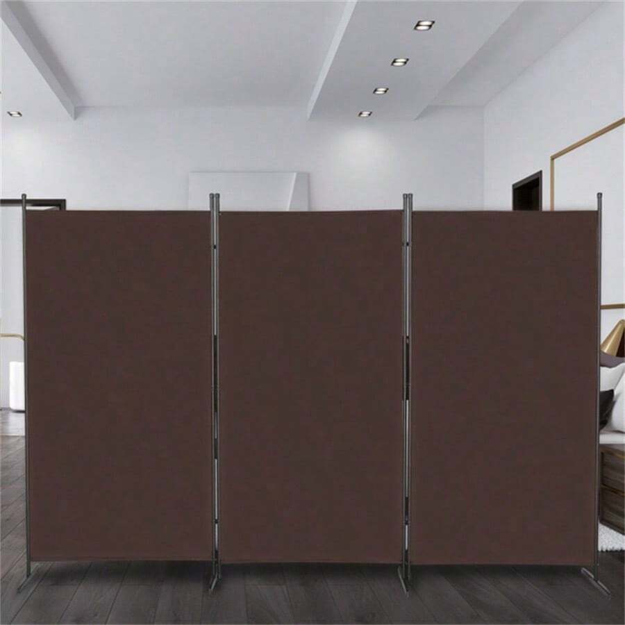 Brown Tri-Fold Screen, Office Hotel Foldable Partition Screen, Push ...