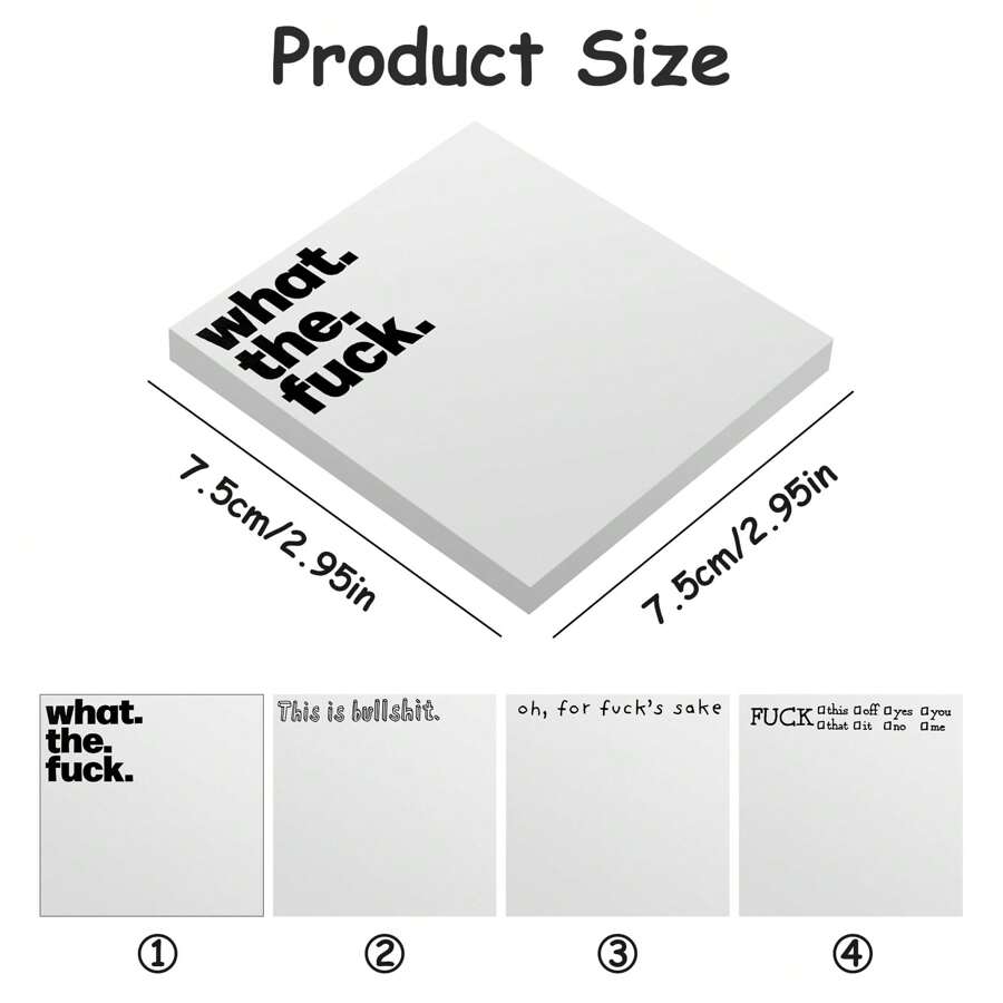 4Pcs Funny Sticky Note For Adults, What The FXXK Notepad, Funny Post It ...