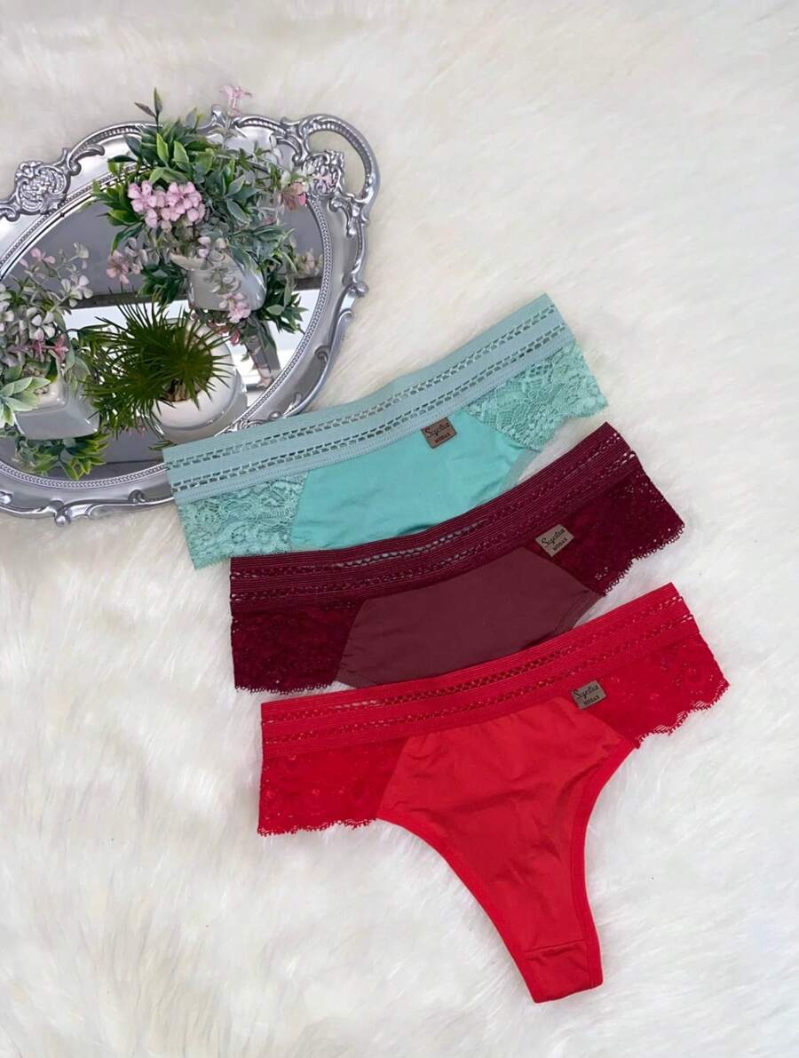 Kit With 3 Double String Panties With Lace!! | Mode en ligne | SHEIN FRANCE