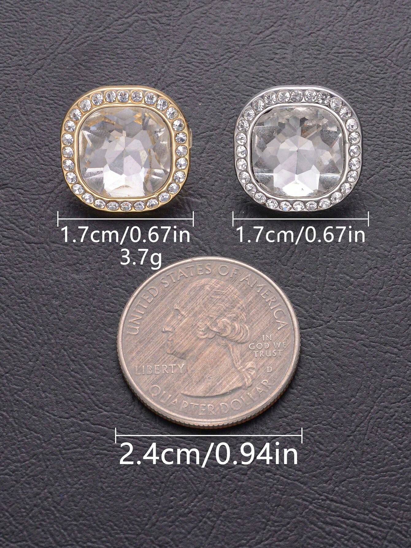 Paquete de 6 botones metálicos cuadrados de lujo con incrustaciones de ...