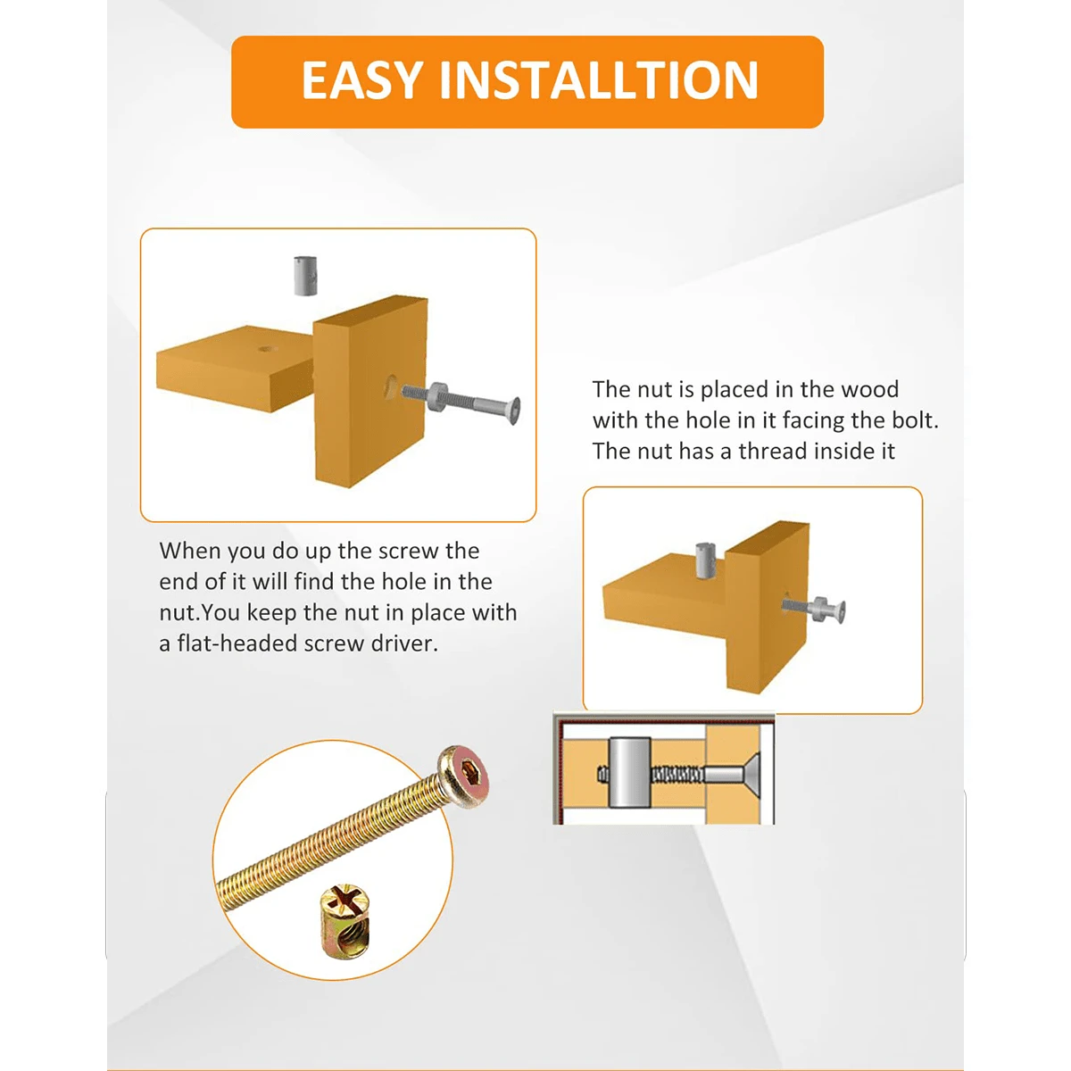 Woodworking Board Assembly Screws, Hardware Replacement Kit, Bedframe ...