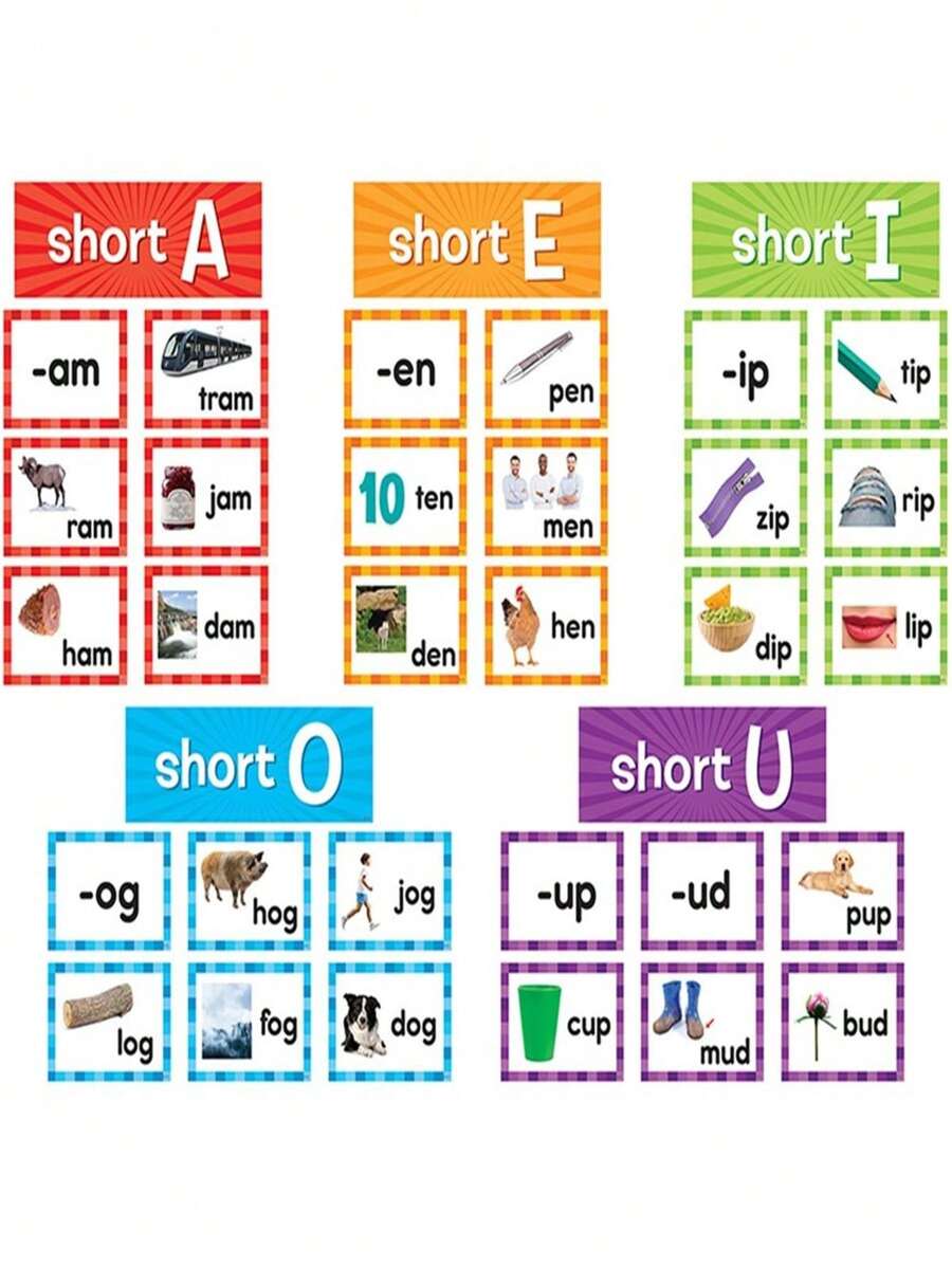 Teacher Created Resources TCR20850 Short Vowels Pocket Chart Cards ...