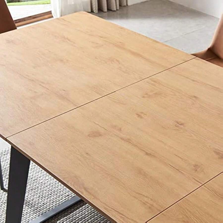 Modern Mid-Century Rectangular Wooden Expandable Dining Table Space ...