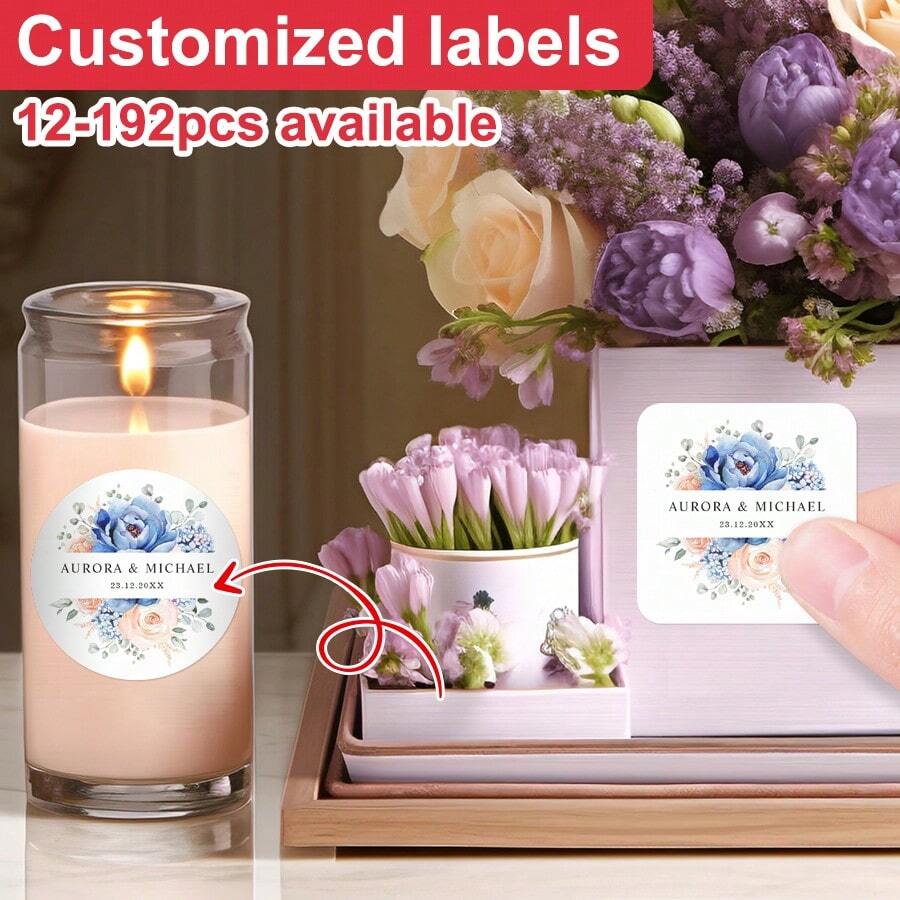 Floral Wedding Name Stickers - Customizable Labels For Favors ...