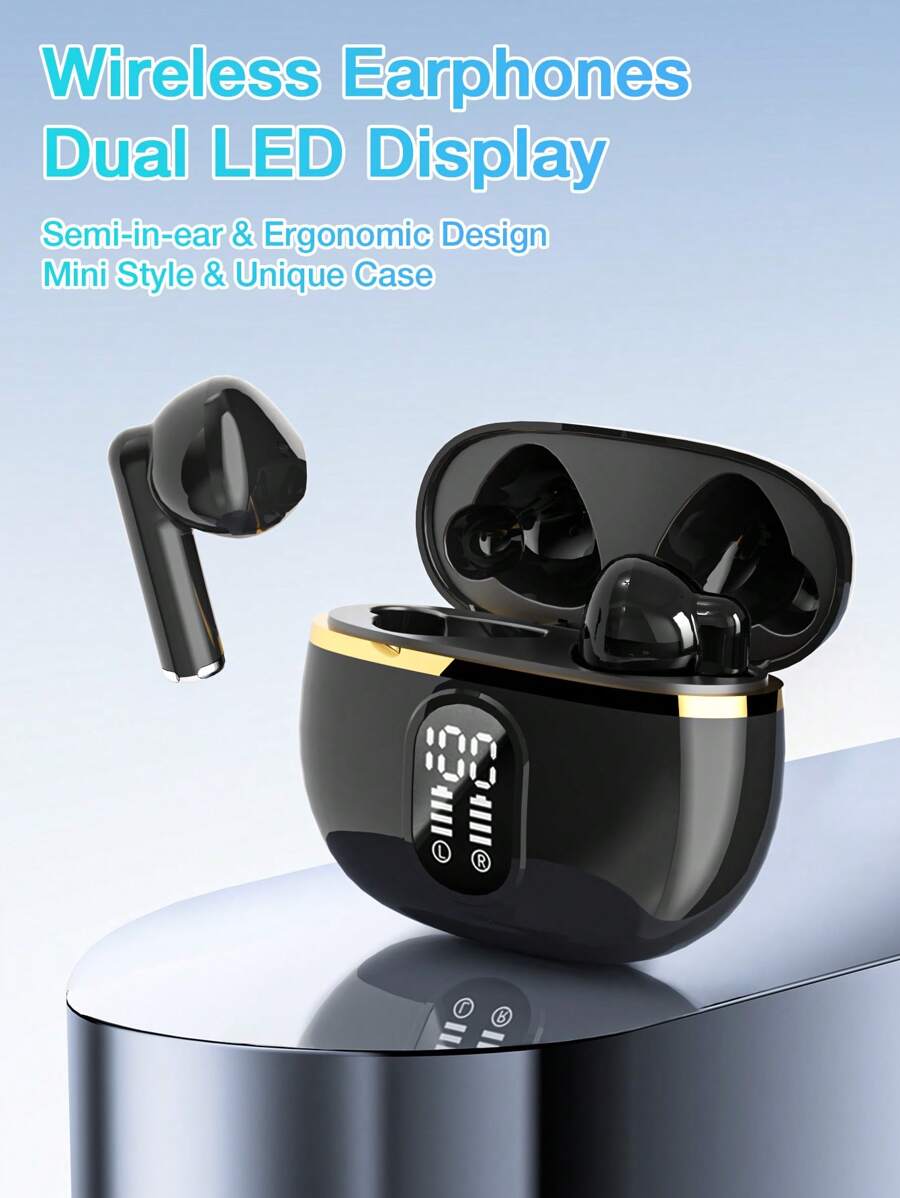 Draadloze oordopjes TWS Draadloze hoofdtelefoon met LED-voedingsdisplay USB-C-oplaaddoos ...