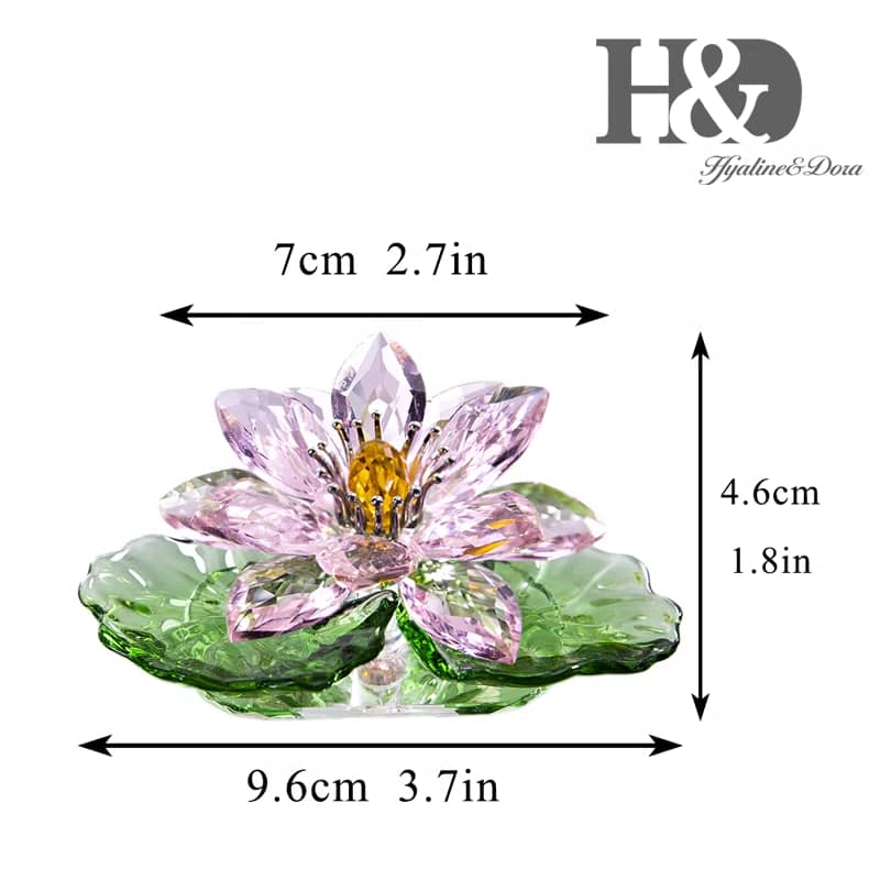 Handmade Pink Sparkly Crystal Lotus Flower Statue, Glass Lotus Art ...