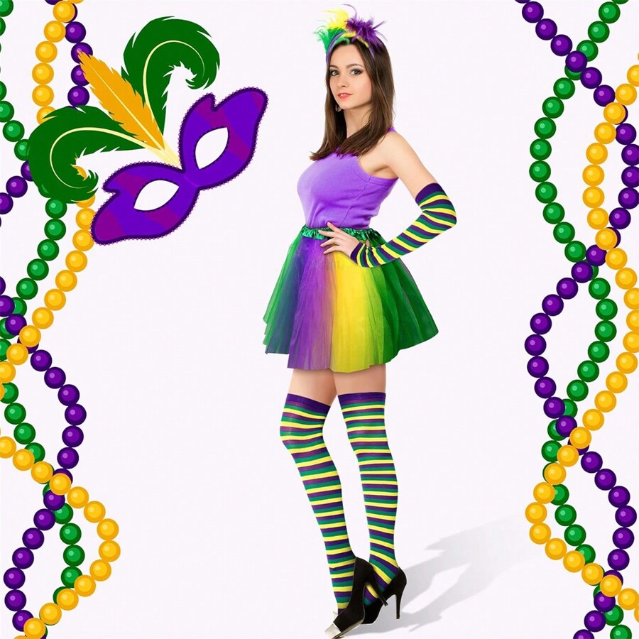6 PIÈCES Set de célébration de carnaval pour femme - comprenant un tutu ...