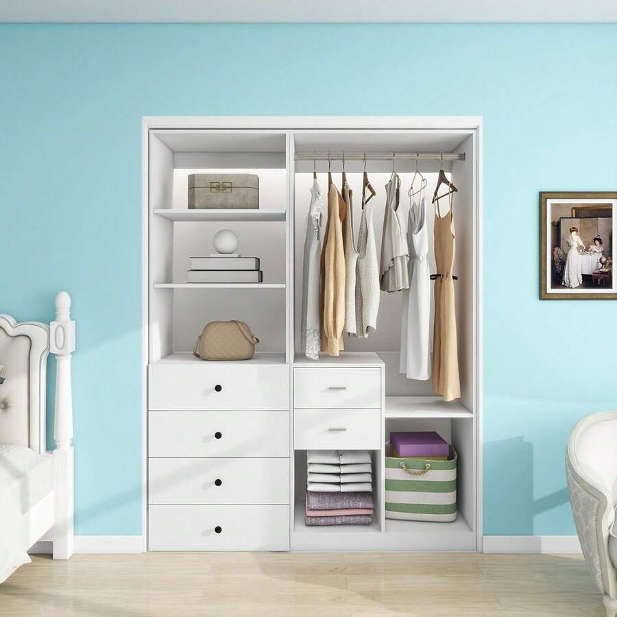 Livelylodge Closet System Closet Shelving System With 6 Drawers Modern Closet Organizer System ...