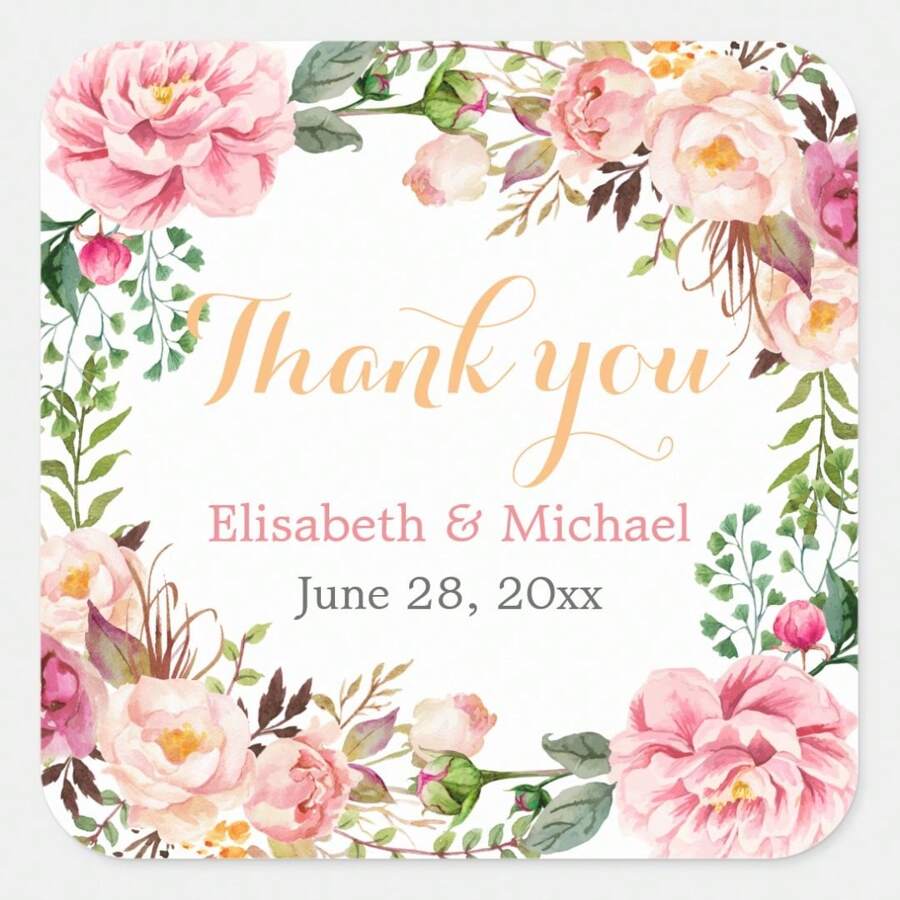Floral Wedding Name Stickers - Customizable Labels For Adding ...