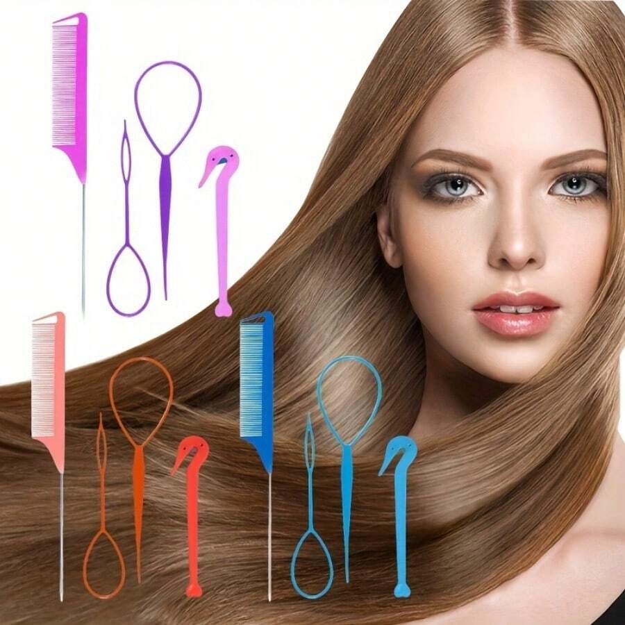 4pcs/Set Hair Styling Tools Rat Tail Fine Tooth Comb Hair Braider Hair ...