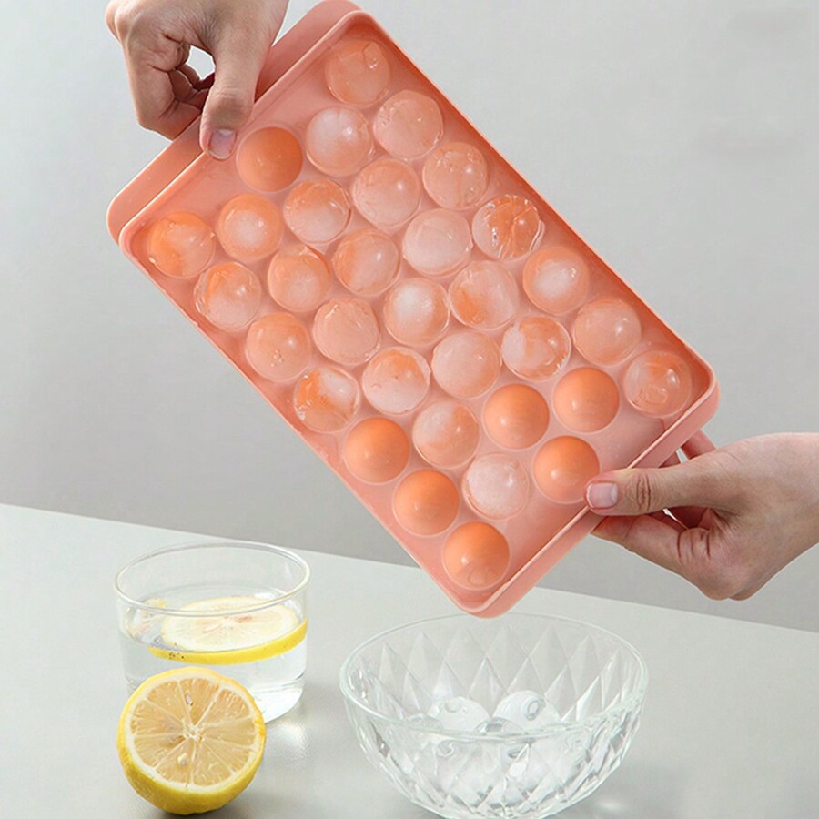 1set Plastic Round Spherical Ice Cube With Lid Ice Box Set, Home Frozen ...