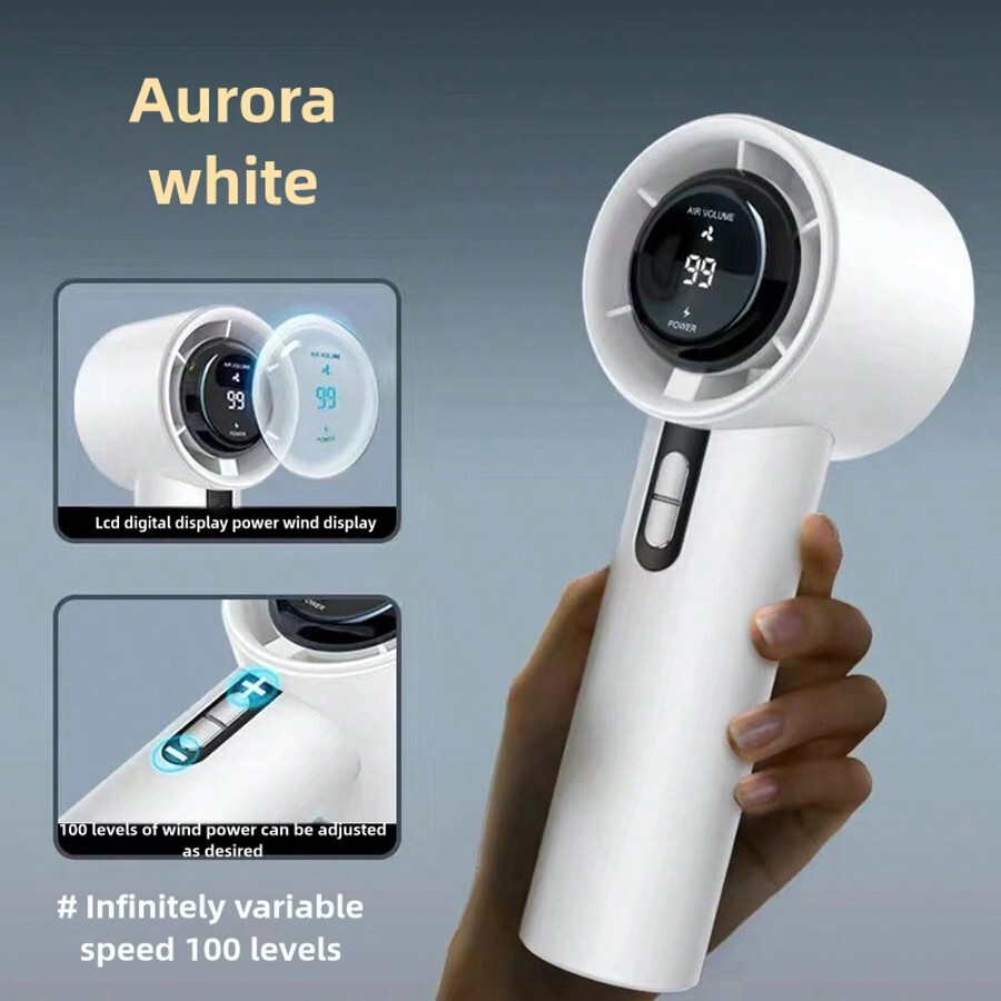 100-Level Adjustable High-Speed Portable Handheld Turbo Fan, USB ...