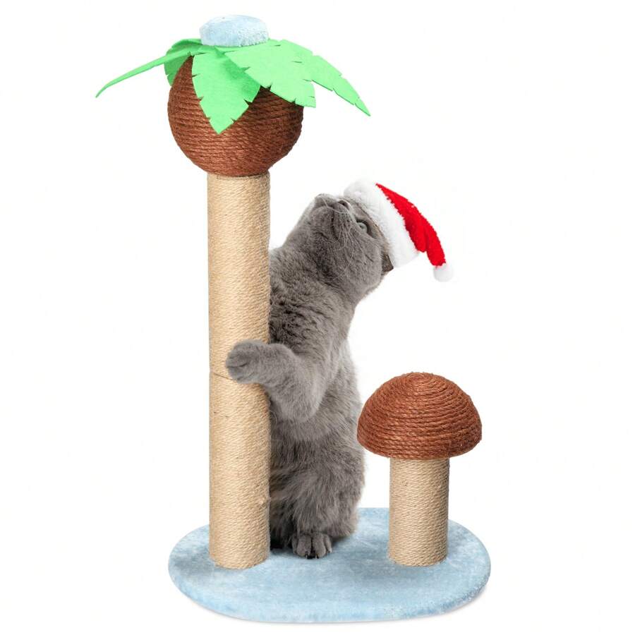27.5in Coconut Palm Tree Cat Scratching Post, Cute Cat Scratcher With ...