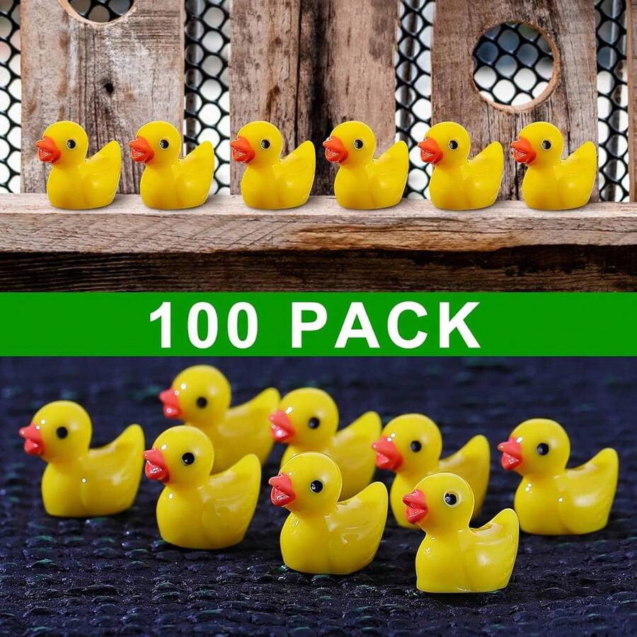 100pcs Mini Yellow Duck Statues, Resin Home Decor, Duck Birthday Gift ...