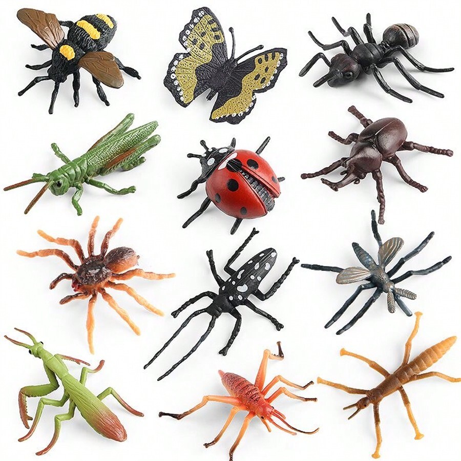 12 Peças/Conjunto Conjunto de Brinquedo de Modelo de Animal Inseto ...