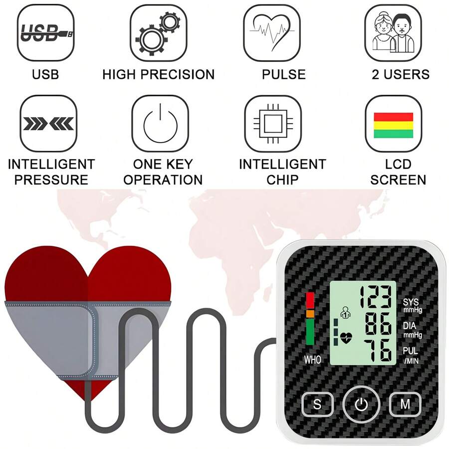 Portable Arm Blood Pressure Monitor Pressure Sensor Monitor BP ...