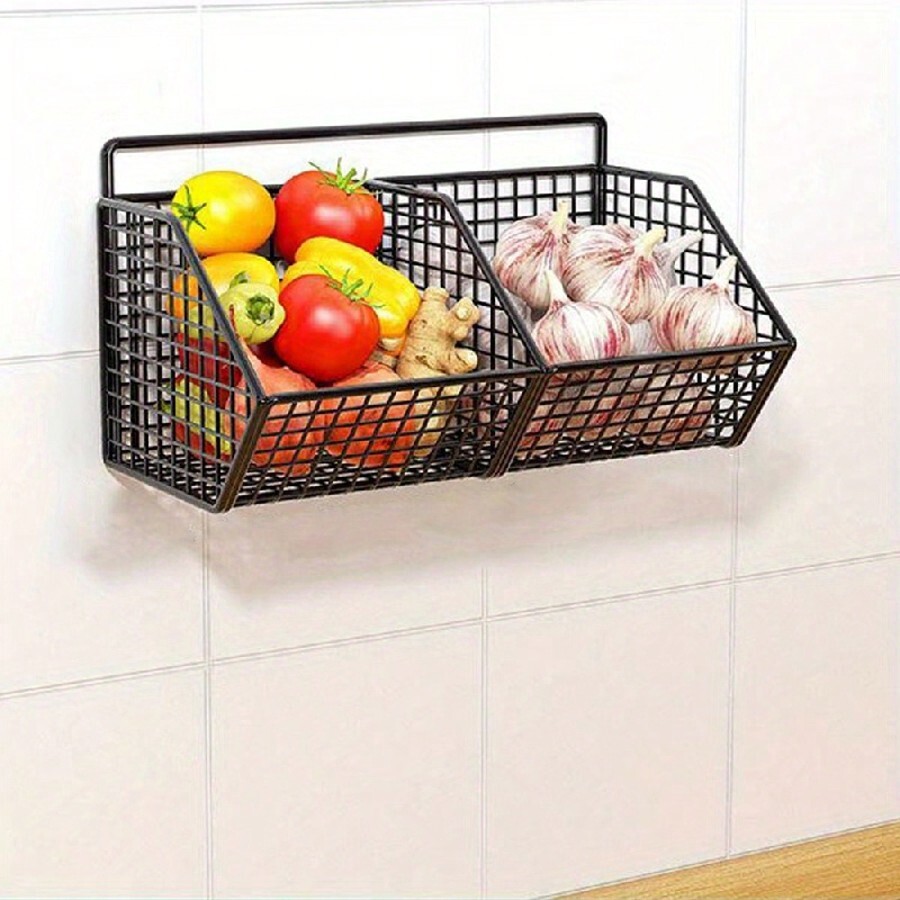 1 Piece Modern Metal Wall Mounted Kitchen Storage Basket For Vegetables ...