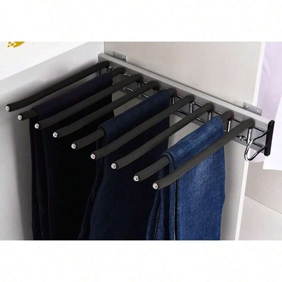 Pull Out Clothes Hanger Trousers Rack Pants Rack Stand Extending Rail ...