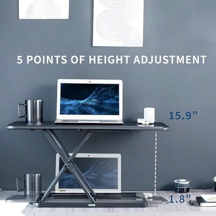 Ultra-Slim 81cm Height Adjustable Standing Desk Riser Compact Sit Stand ...
