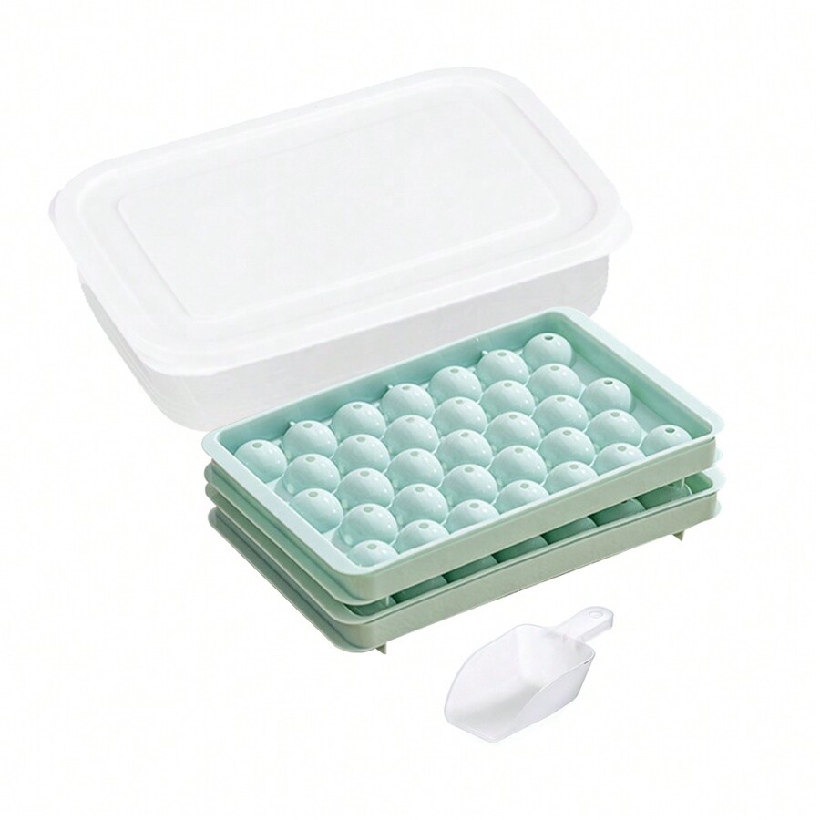 1set Plastic Round Spherical Ice Cube With Lid Ice Box Set, Home Frozen ...