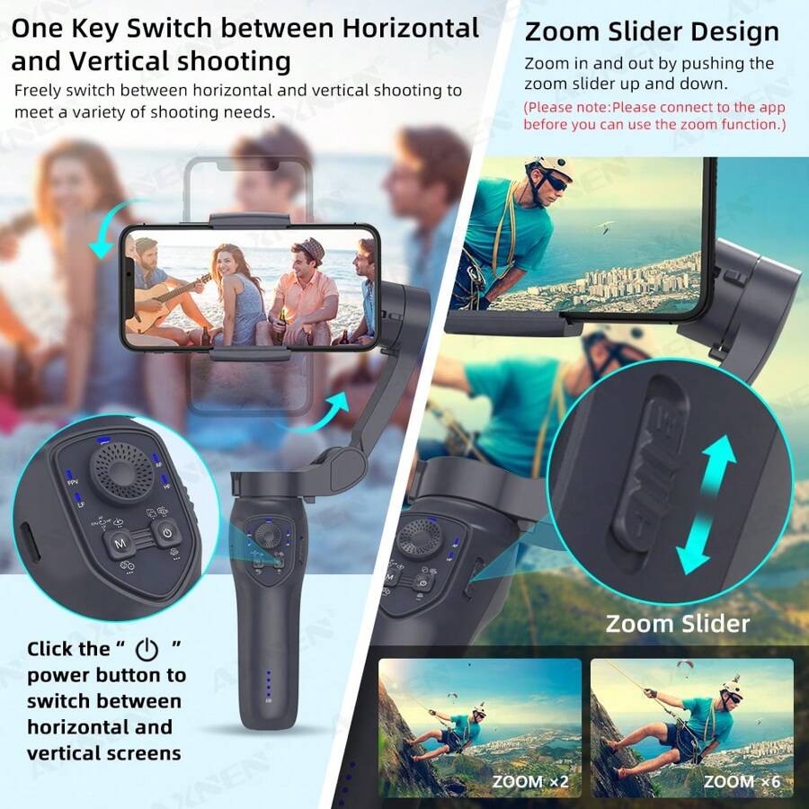 AXNEN Estabilizador de gimbal inteligente de 3 eixos AI para ...