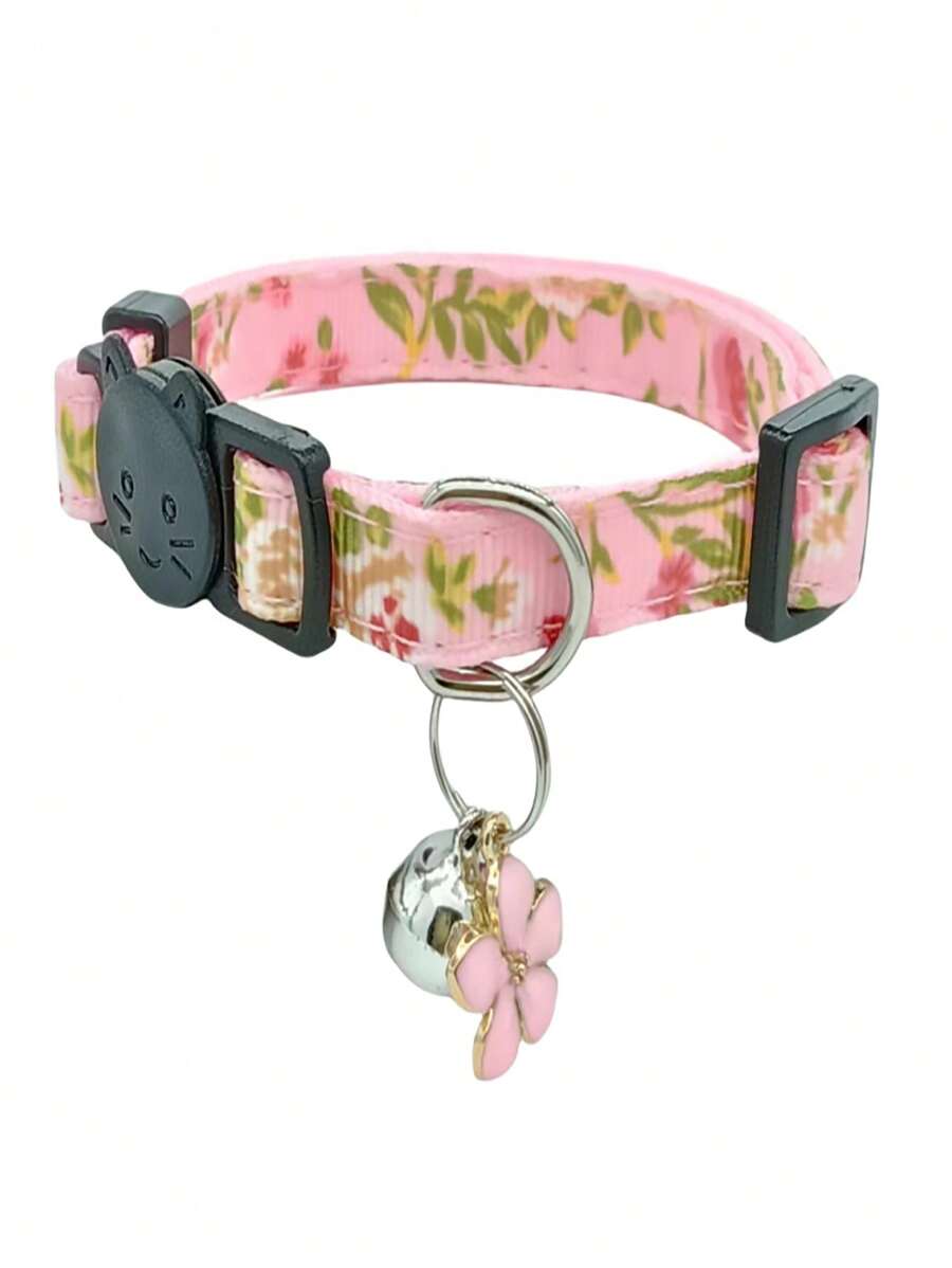 Adjustable Pet Collars With Floral Pattern, Polyester Cat & Small Dog Collars With Bells ...