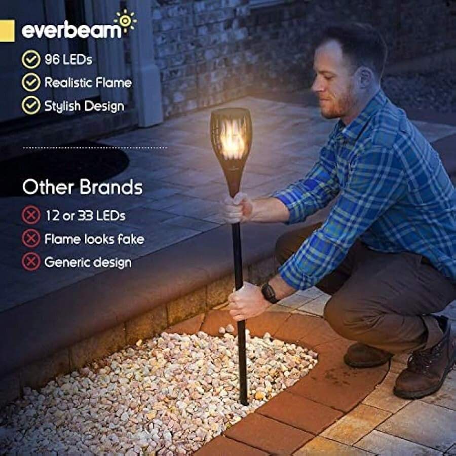 P1 Solar Torch Light With Flickering Flame - Waterproof Outdoor Solar ...