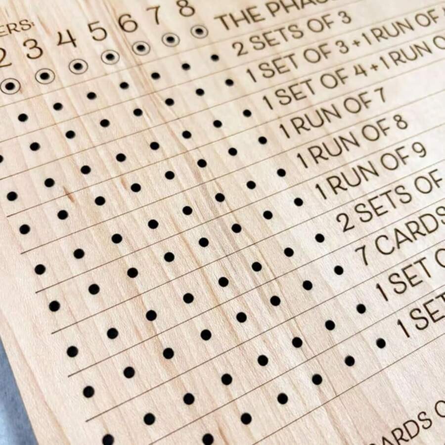 Phase 10 Scoring Set - Handmade Wooden Scoring Board With Colorful Pegs ...