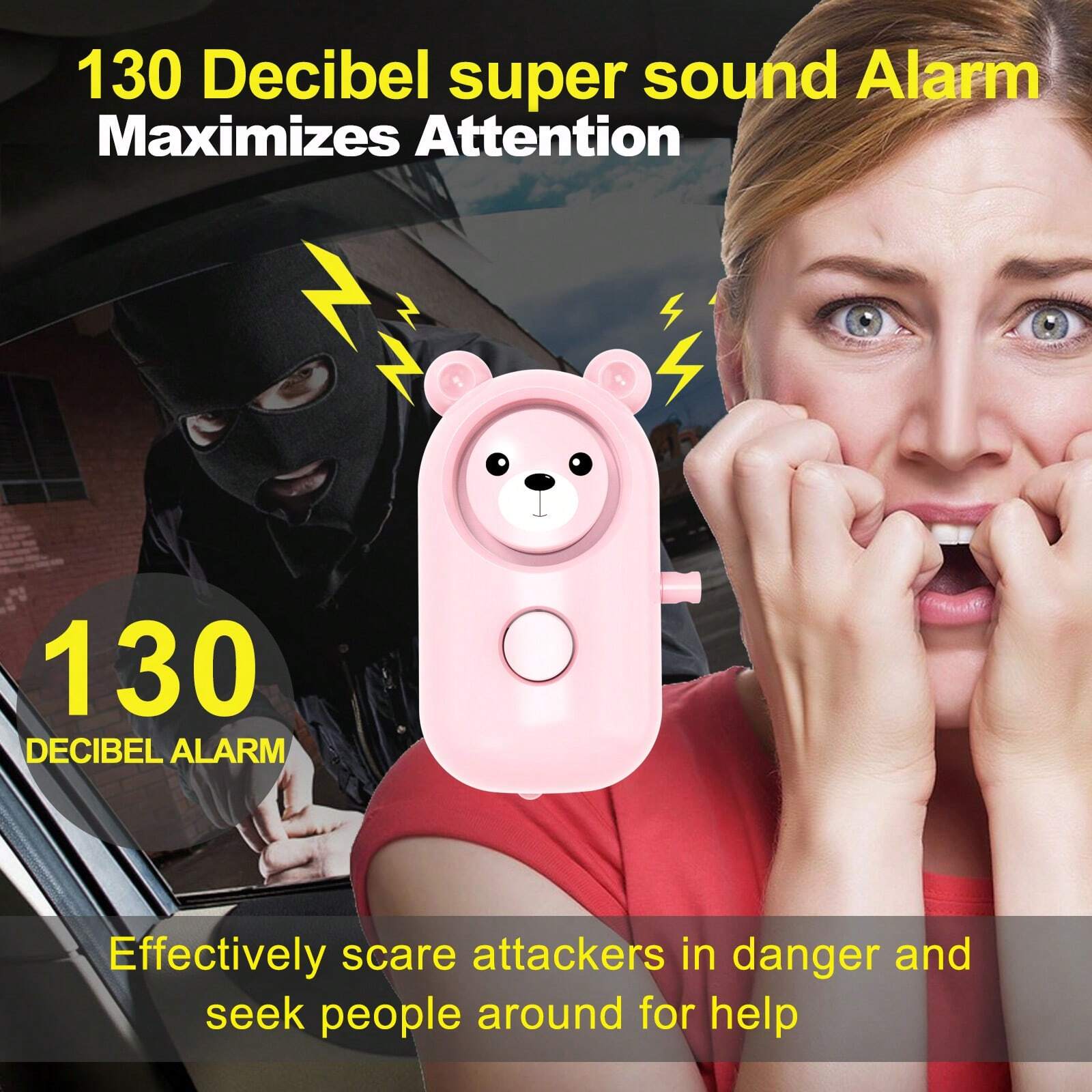 130dB Self Defense Alarm Anti-Wolf Girl Child Women Security Protect ...