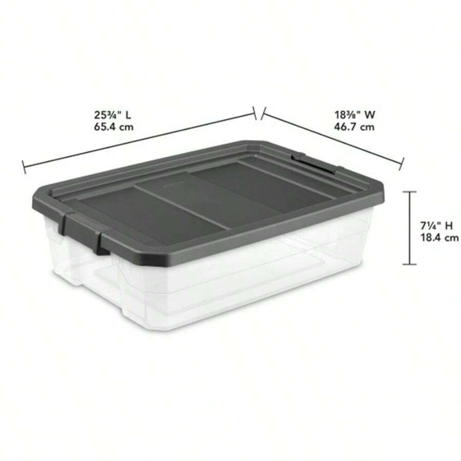 Sterilite 40 Quart Plastic Under Bed Storage Bin Tote & Latch Lid, 6 ...