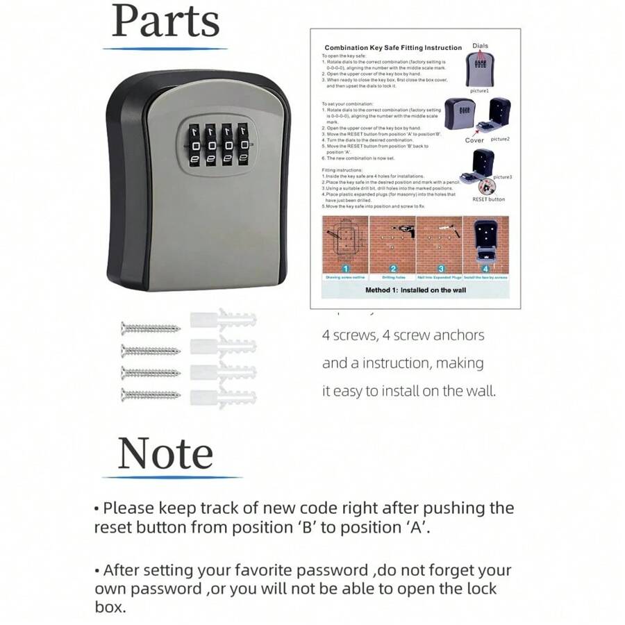 HEE RAK Key Boxes Wall Mounted Outdoor Waterproof 4 Digits Code ...