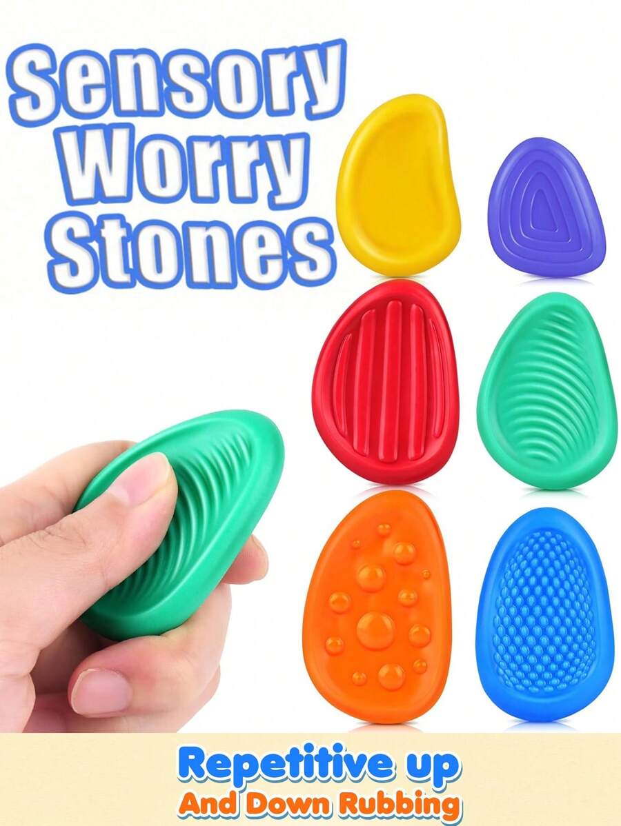 6pcs/Pack Toys Sensory Worry Stones: Textured Soft Fidget Toys For ...