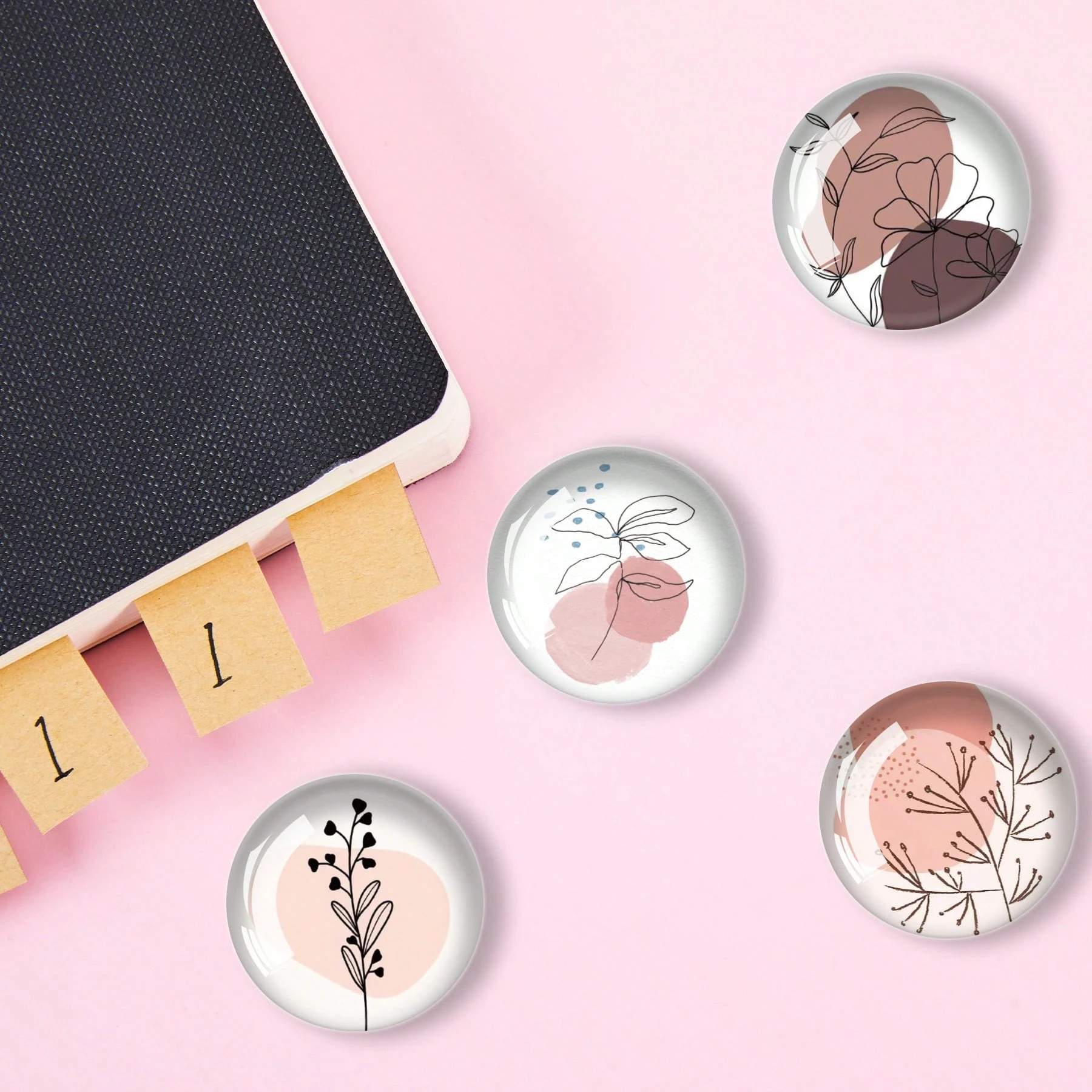 12PCS Glass Magnetic Fridge Magnets, Round Funny Kitchen Magnets ...