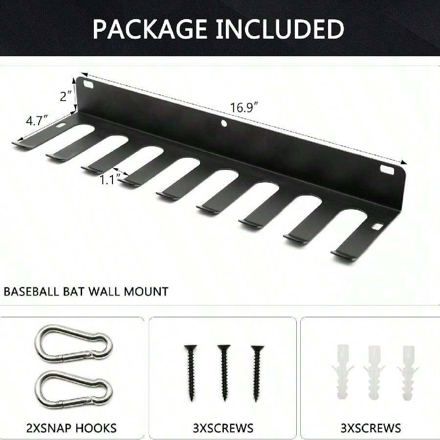 Metal Baseball/Softball Bat Rack - Fence Or Wall Mounted Bat Holder ...