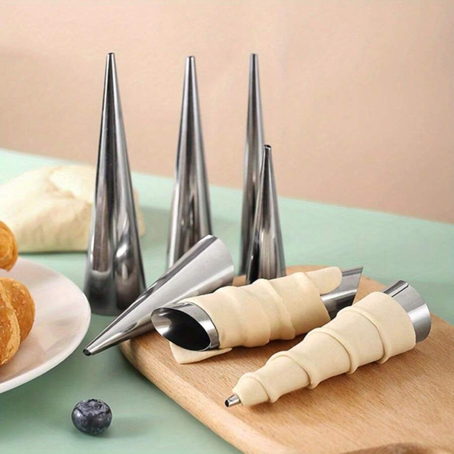 17-Piece Cream Horn Molds Set - Uncharged Spiral Croissant Cone Tubes For Baking Pastry, Cookie ...