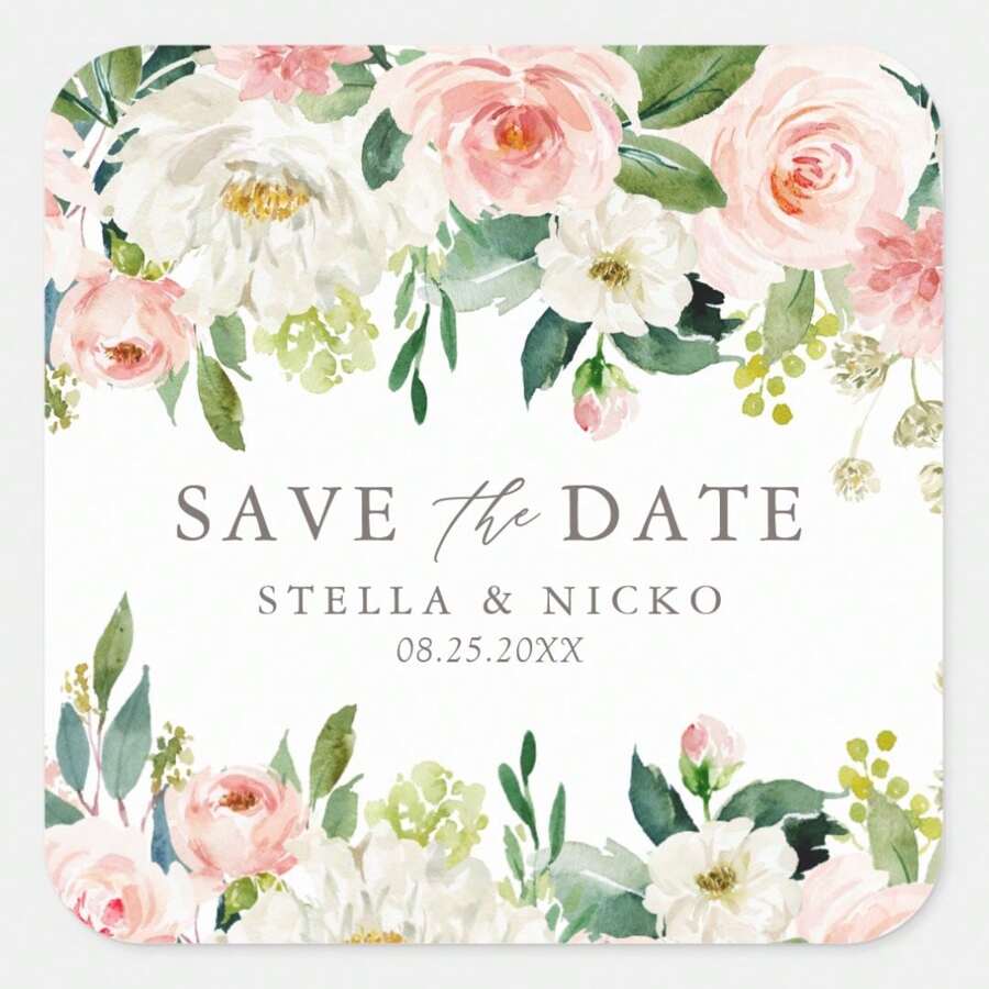 Elegant Floral Wedding Name Stickers - Customizable Labels With Names ...
