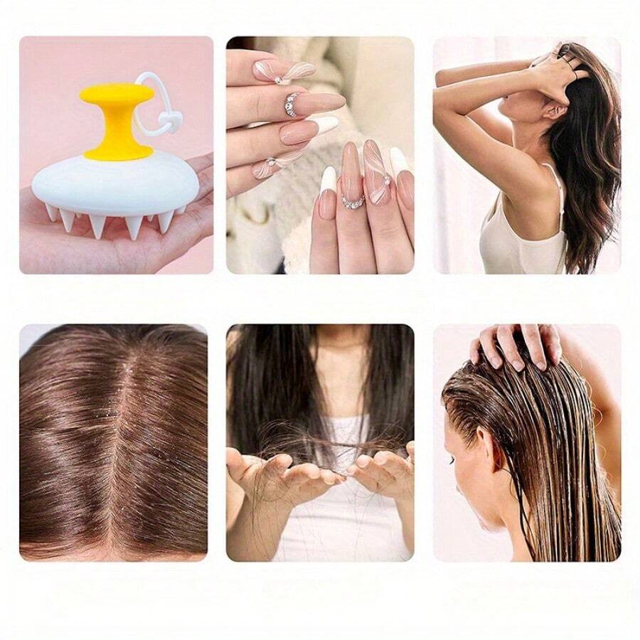 Silicone Scalp Massage Shampoo Brush - Protects Manicure And Massages ...