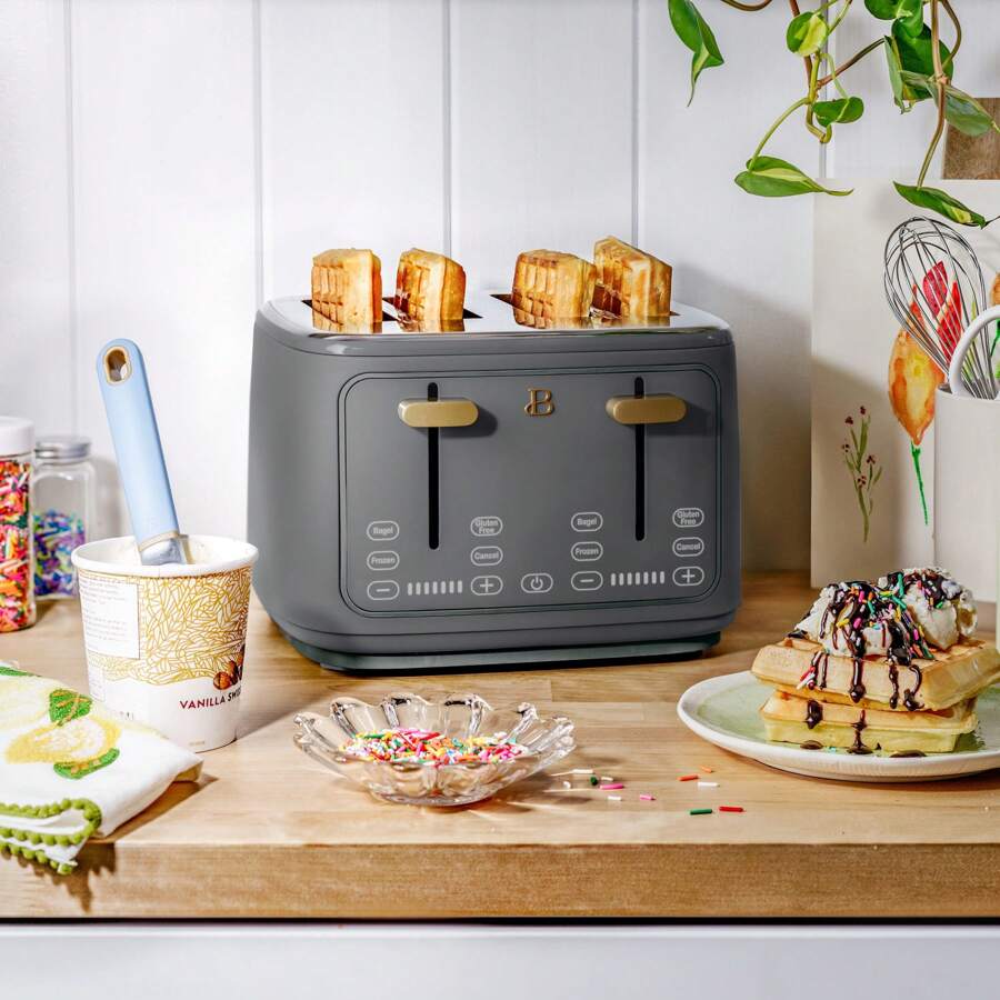 Beautiful 4-Slice Toaster With Touch-Activated Display, Porcini Taupe ...