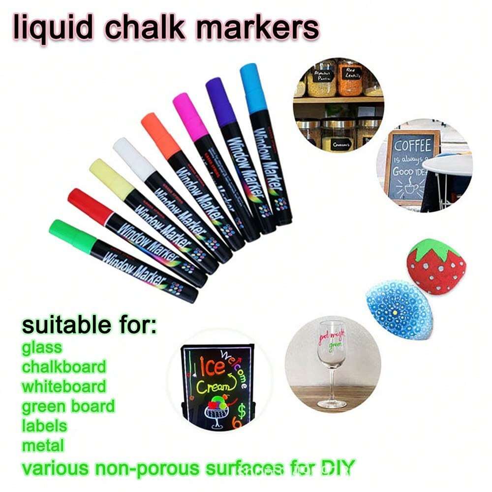 1pc White Window Marker Pen, 6mm Tip, LED Board Fluorescent Chalk ...