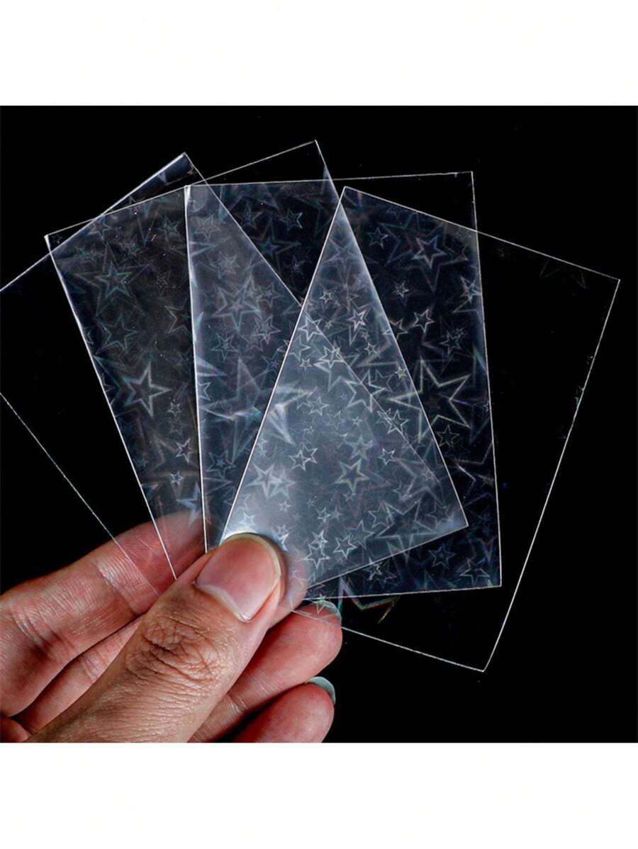 1000pcs Transparent Glitter Laser Card Sleeves, Rainbow Gradient Card ...