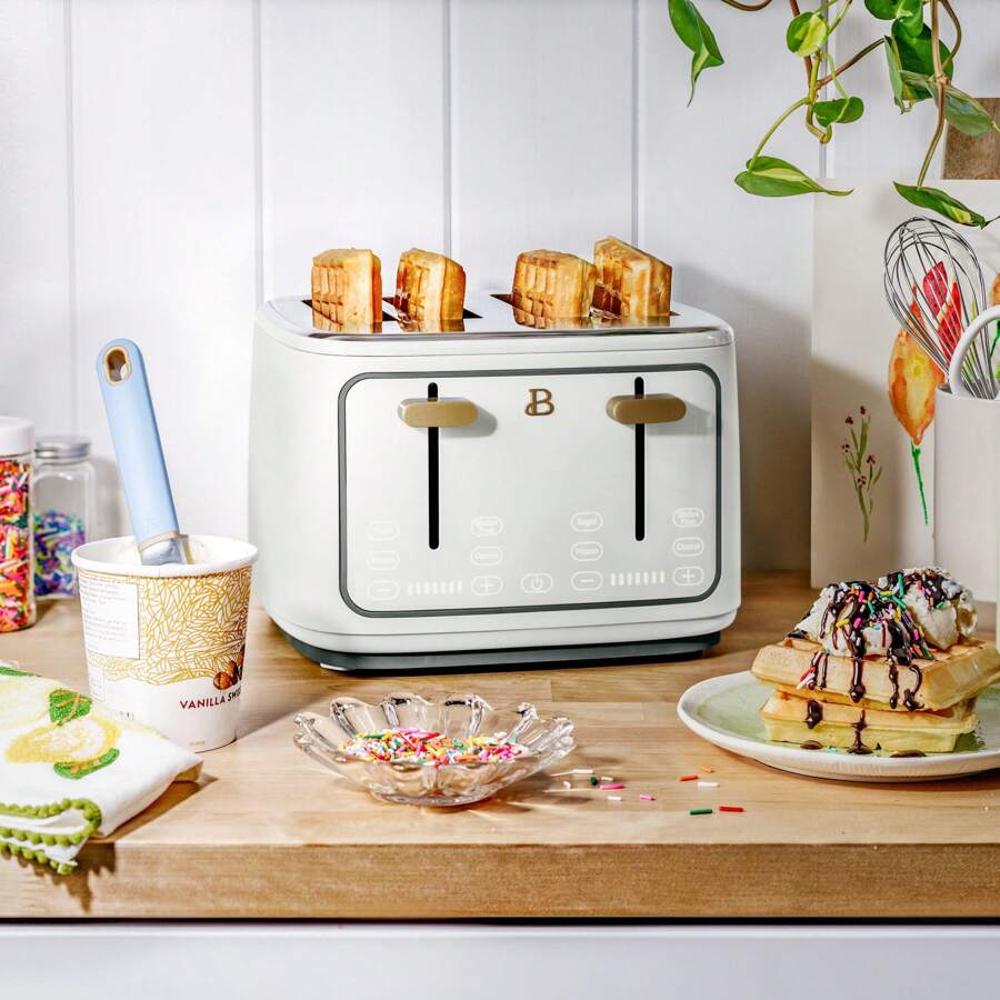 Beautiful 4-Slice Toaster With Touch-Activated Display, Porcini Taupe ...