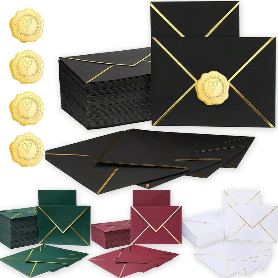 A7 Luxury V-Flap Invitation Envelopes With Stickers 5x7 Inches Card ...